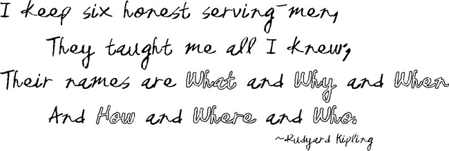 Kipling Quote - six honest men - Bourton